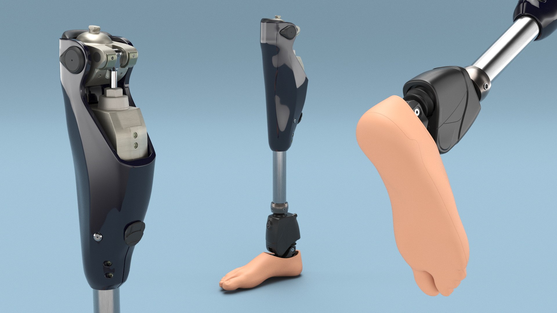3D Microprocessor Prosthetic Leg With Foot Black Model - TurboSquid 2492274