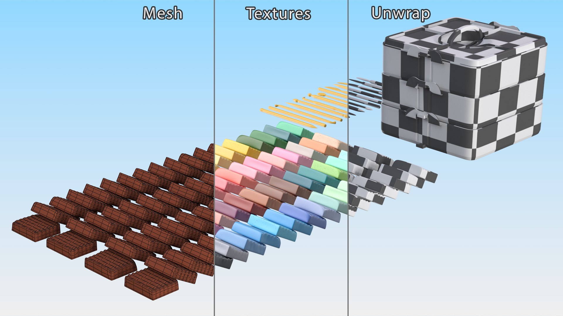 Polymer Clay Kit Lay Out 3D model - TurboSquid 2046629