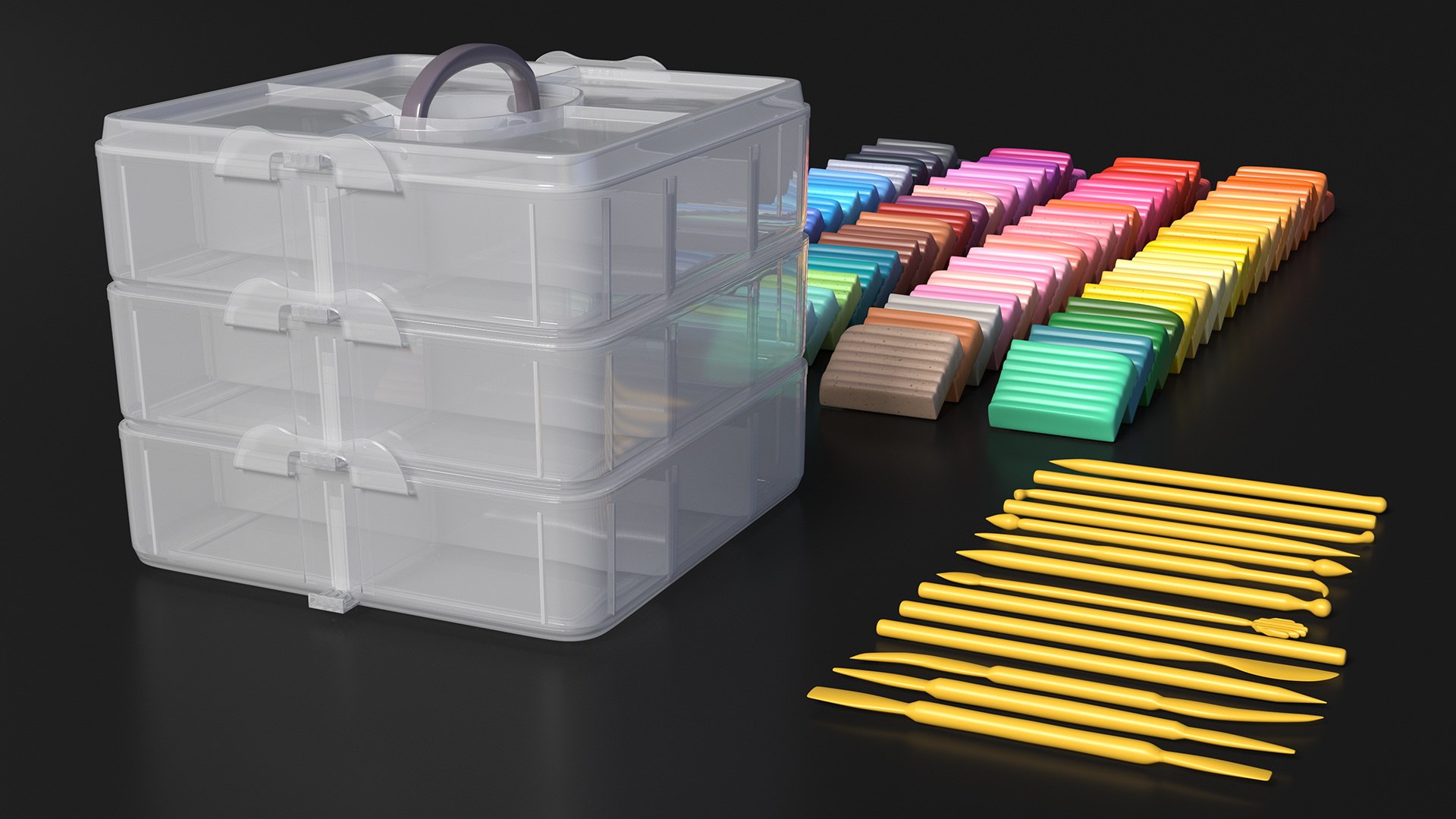 Polymer Clay Kit Lay Out 3D model - TurboSquid 2046629