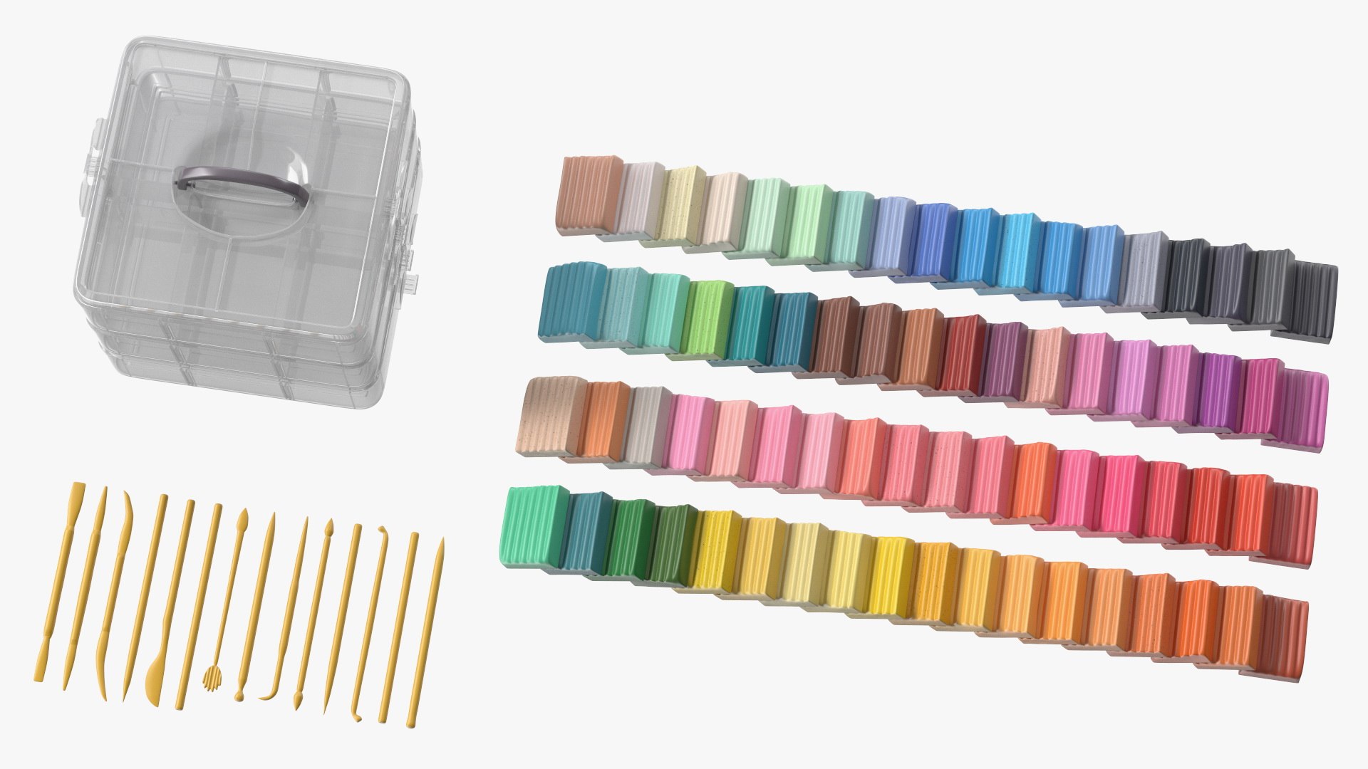 Polymer Clay Kit Lay Out 3D model - TurboSquid 2046629