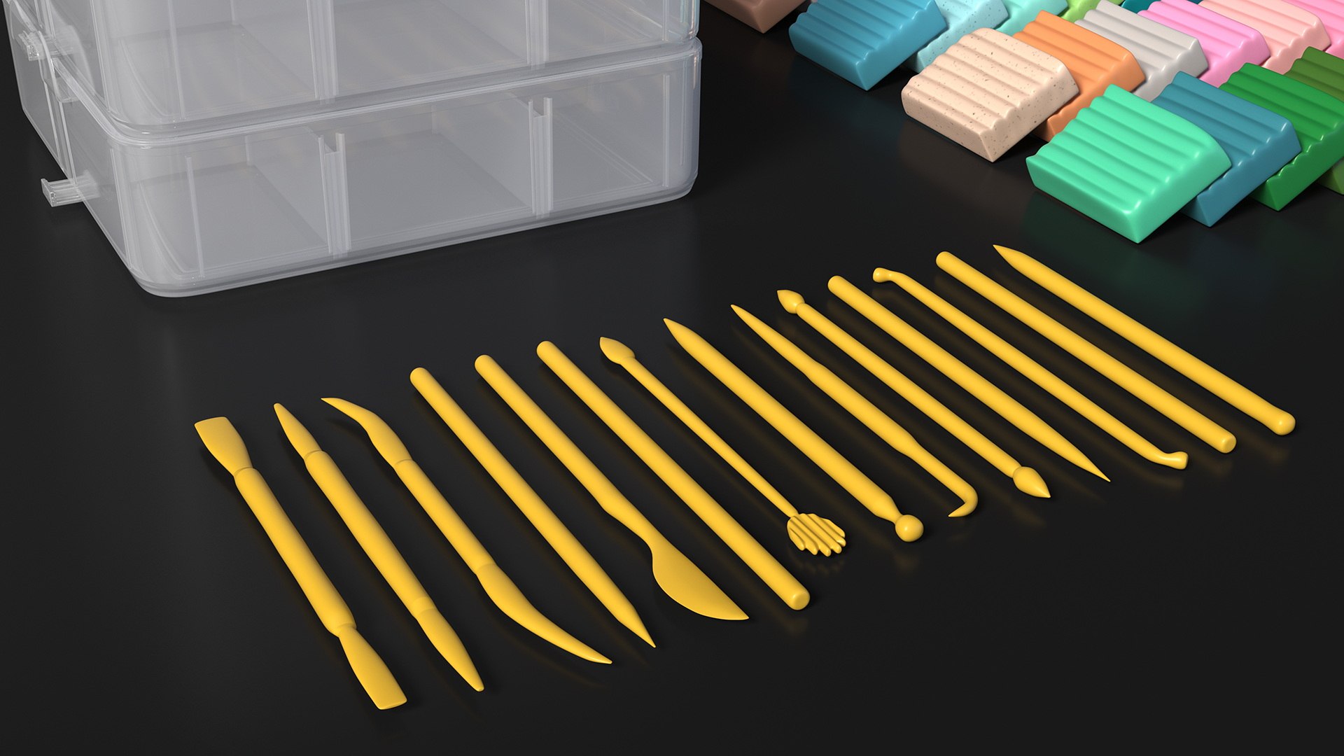 Polymer Clay Kit Lay Out 3D model - TurboSquid 2046629