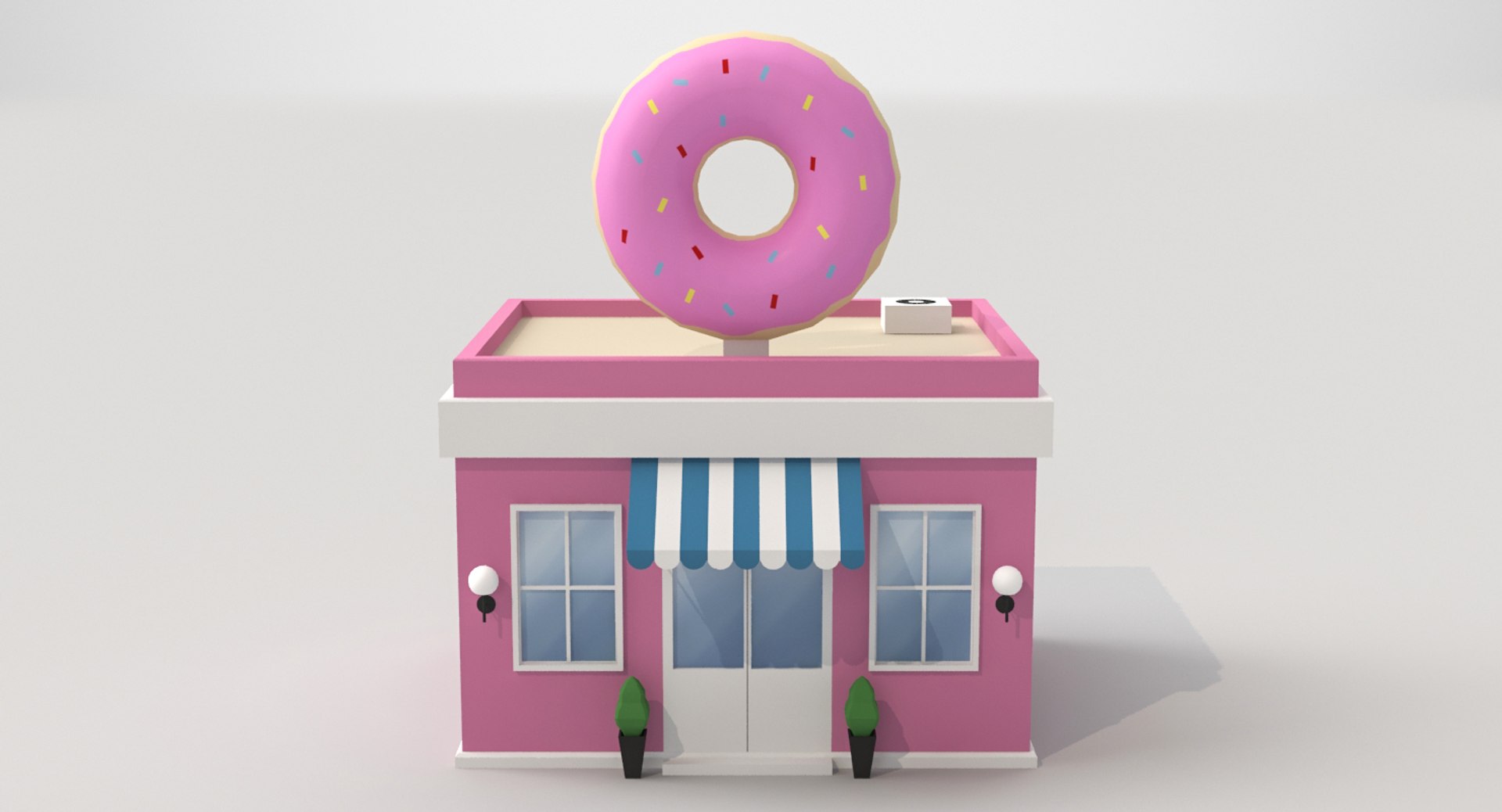 Cartoon Donuts Shop 3D Model - TurboSquid 1281459