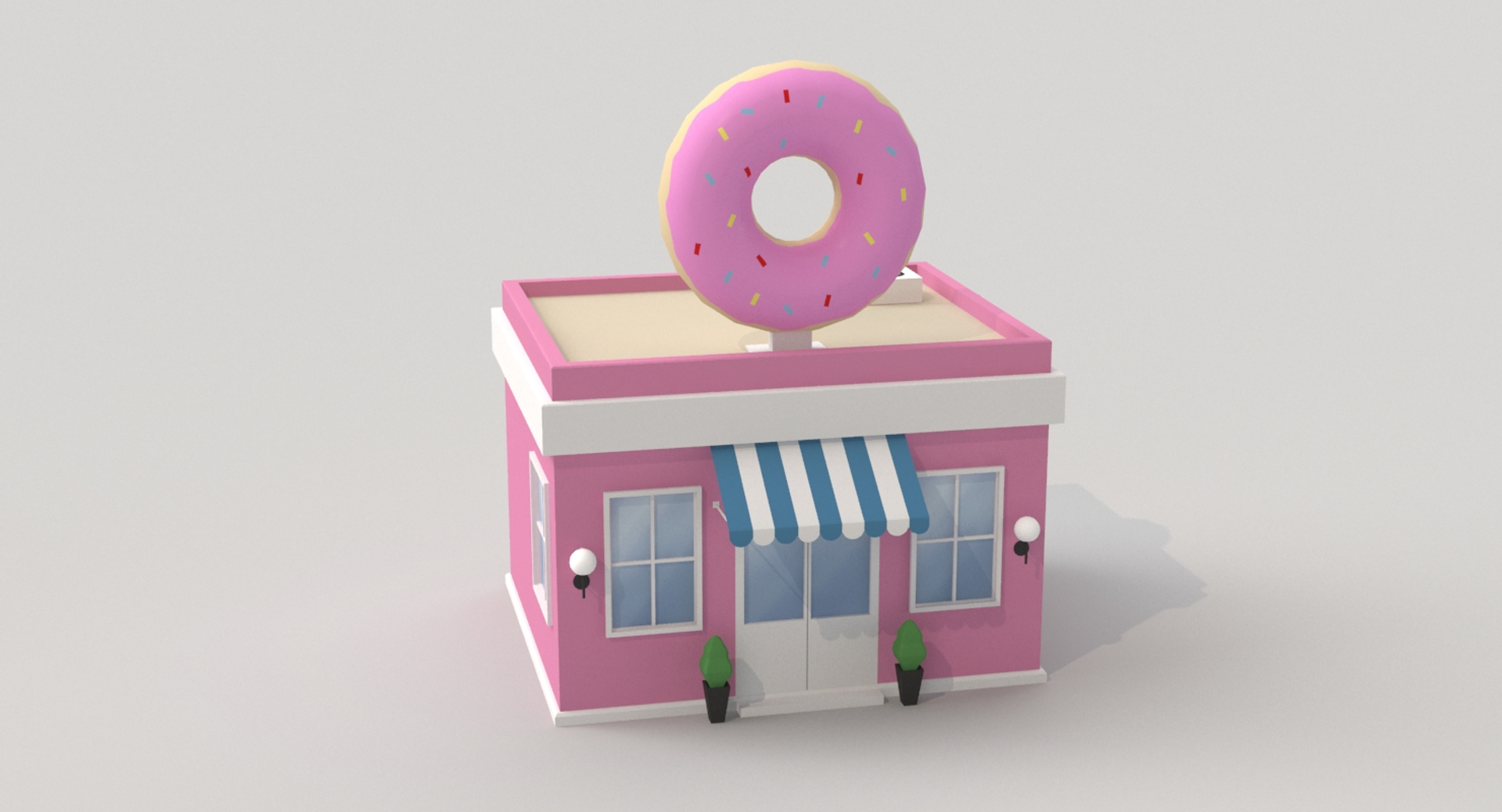 Cartoon Donuts Shop 3D Model - TurboSquid 1281459