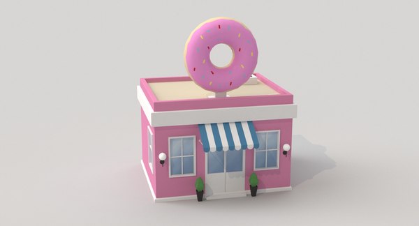 Cartoon donuts shop 3D model - TurboSquid 1281459