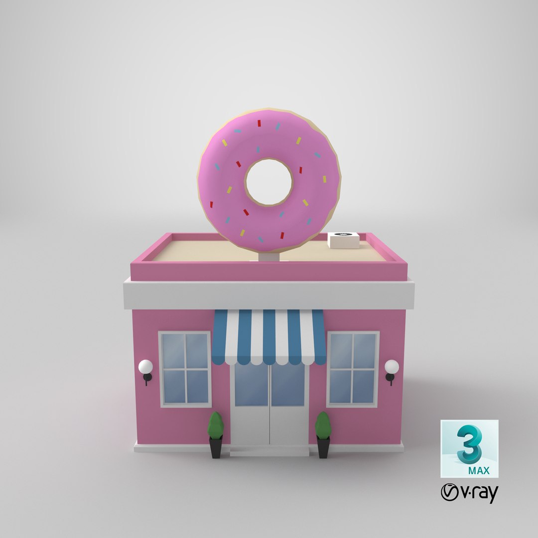 Cartoon donuts shop 3D model - TurboSquid 1281459