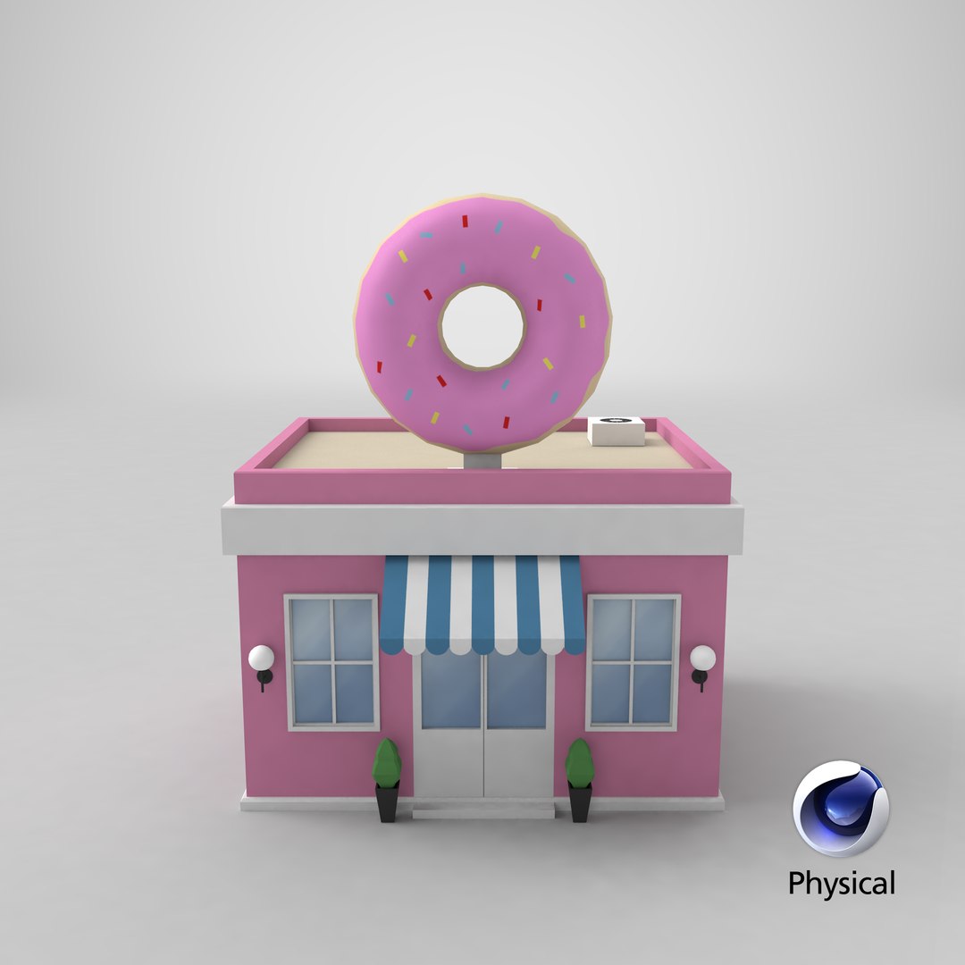 Cartoon donuts shop 3D model - TurboSquid 1281459