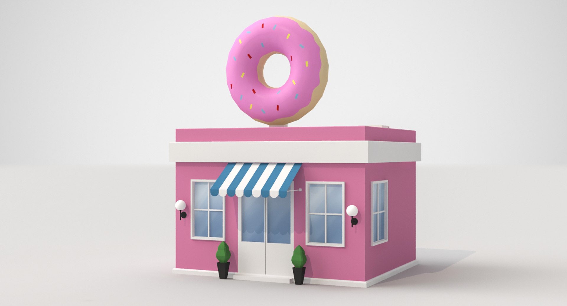 Cartoon Donuts Shop 3D Model - TurboSquid 1281459