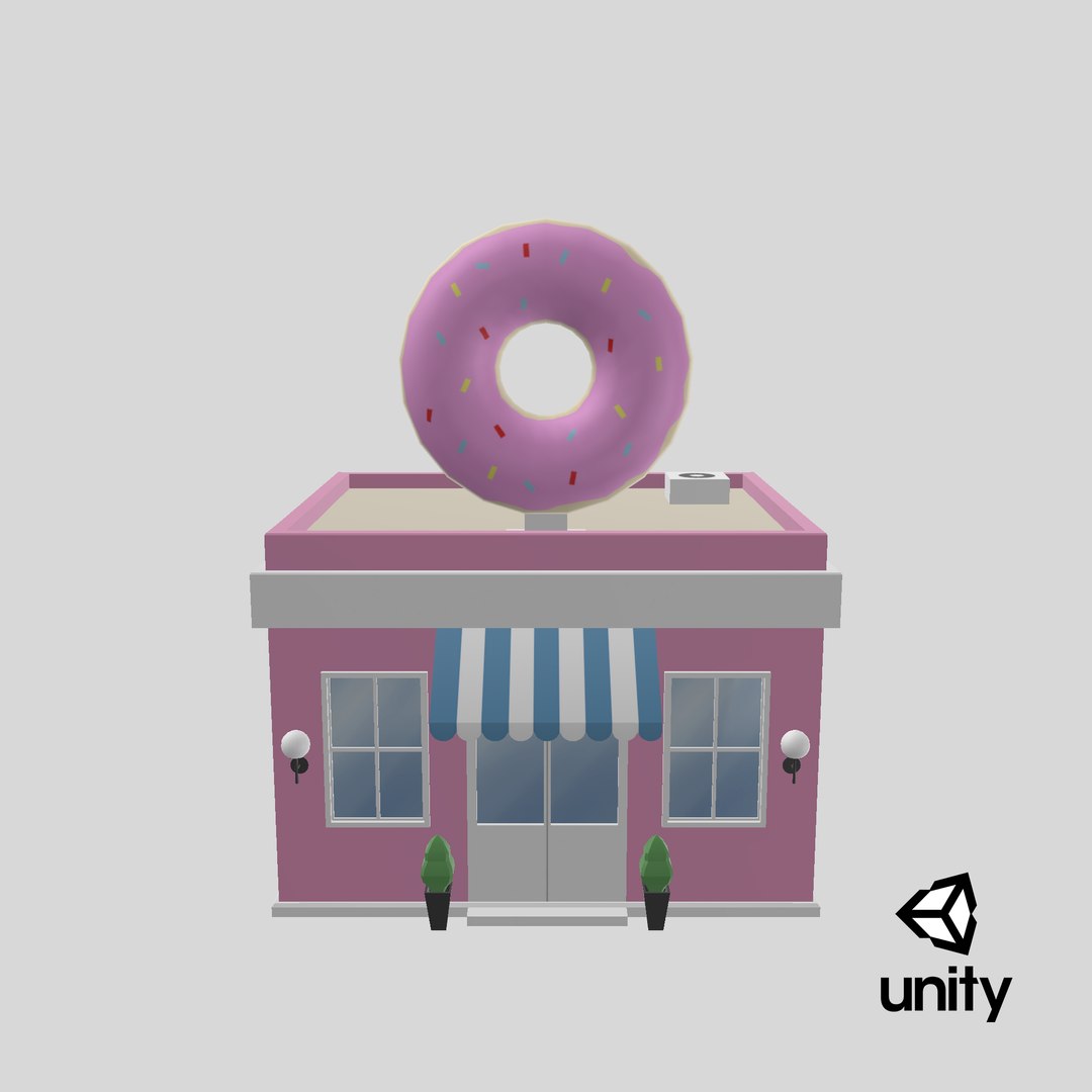 Cartoon donuts shop 3D model - TurboSquid 1281459
