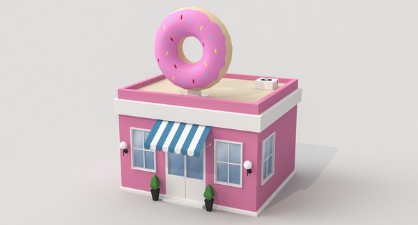 Cartoon donuts shop 3D model - TurboSquid 1281459