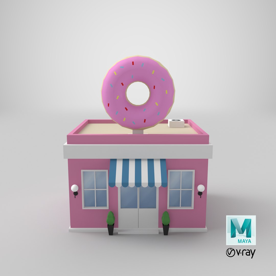 Cartoon Donuts Shop 3D Model - TurboSquid 1281459