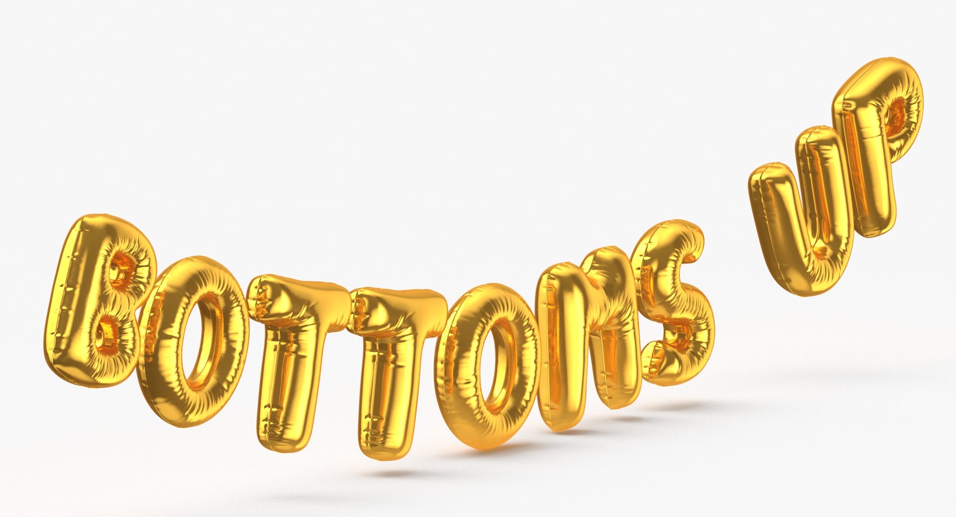 3D model Foil Baloon Words BOTTOMS UP Gold - TurboSquid 1738906