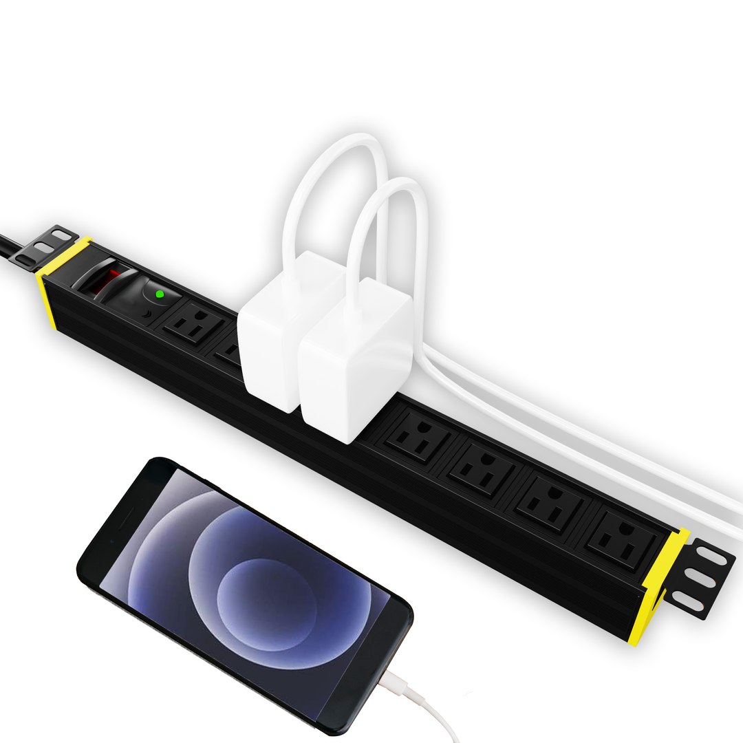 3D Power Strip US Plug 8 US Sockets Power Extension 3D Model - Ready To ...