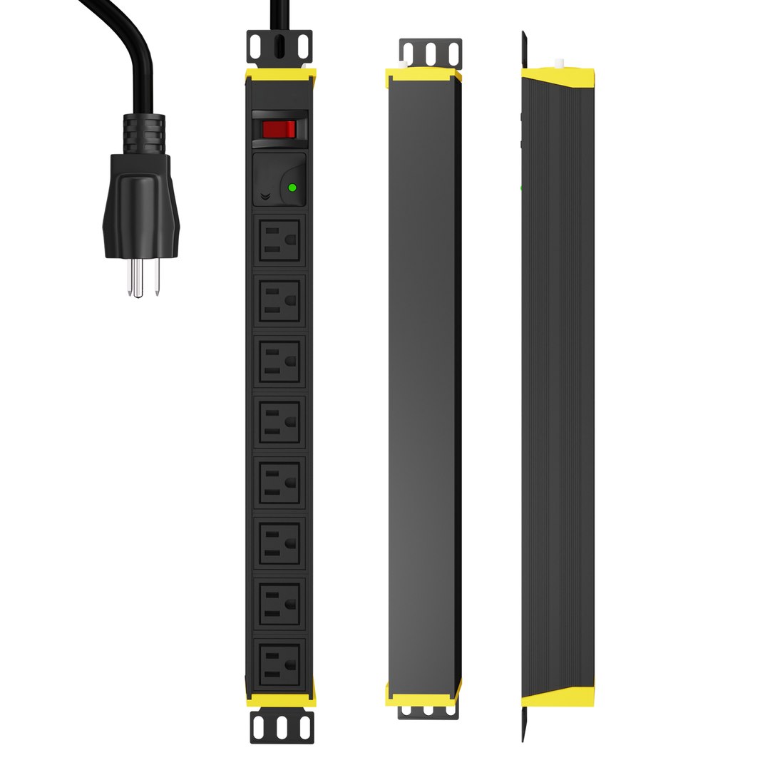 3D Power Strip US Plug 8 US Sockets Power Extension 3D Model - Ready To ...