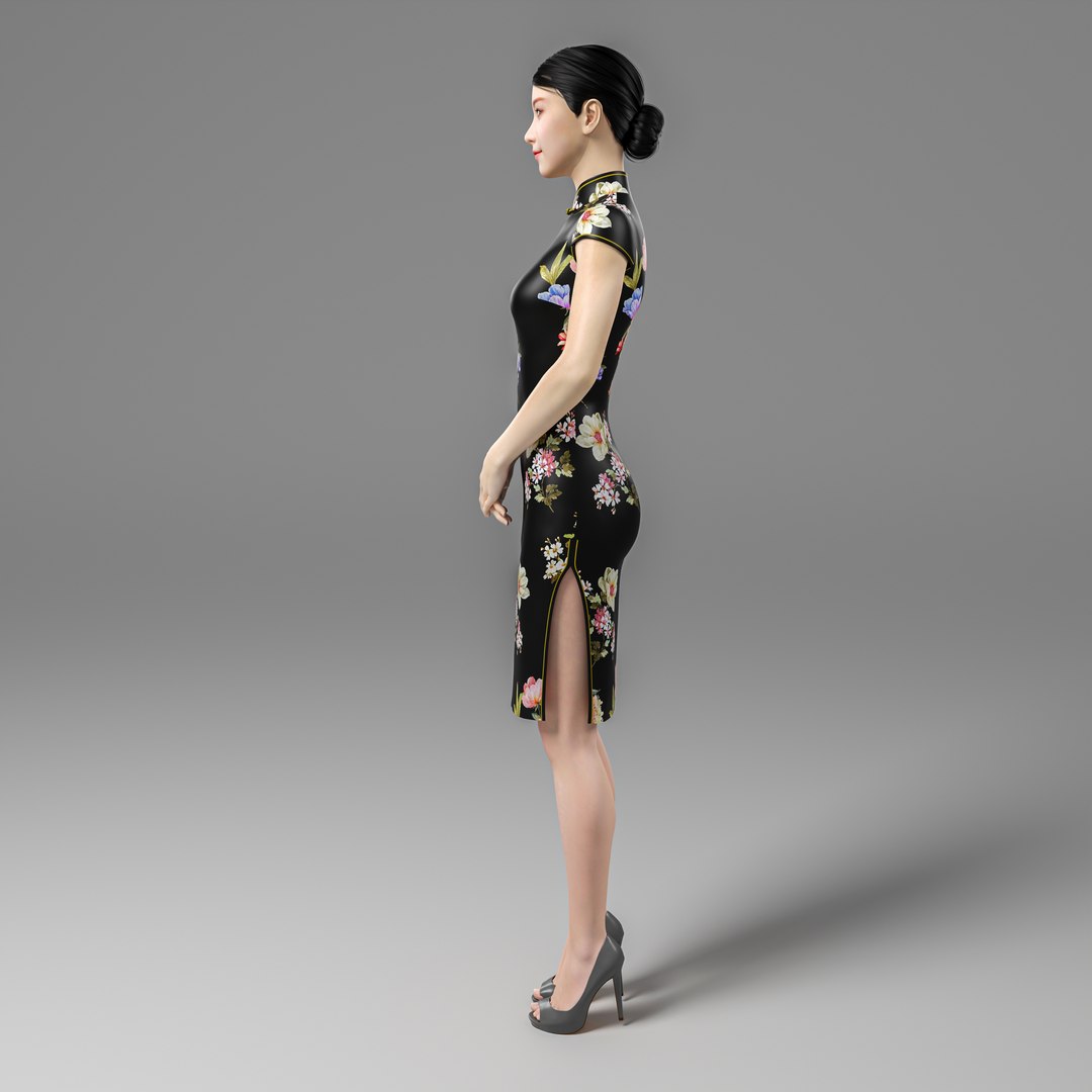 3D A Waitress In Cheongsam - TurboSquid 2212152