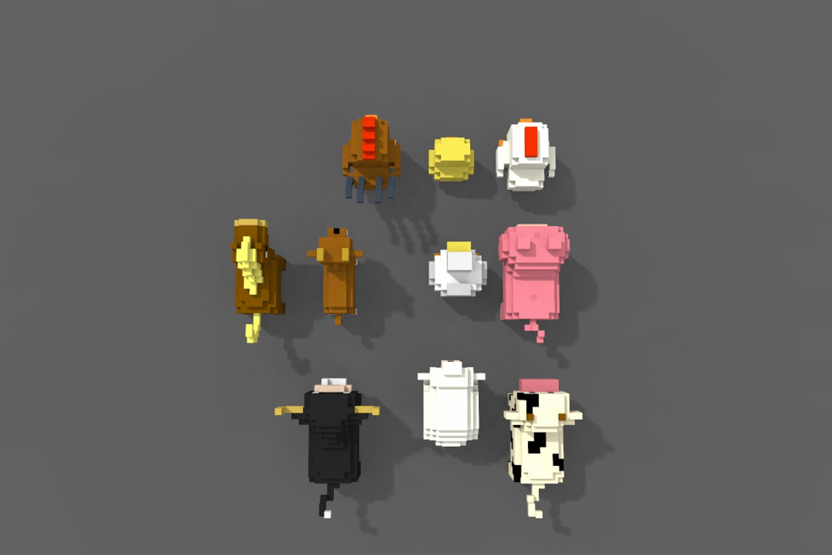 Pack 10 Voxel Farm Animals 3D Model - TurboSquid 1191281