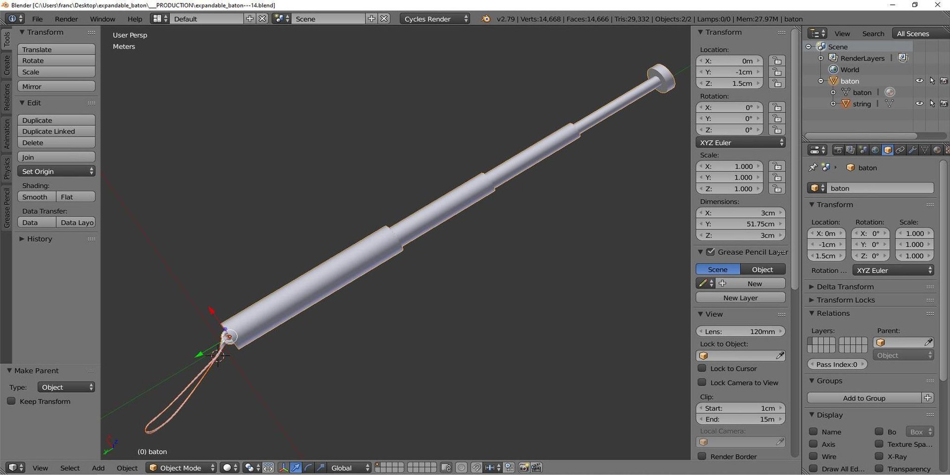 3D Expandable Baton Model - TurboSquid 1599361