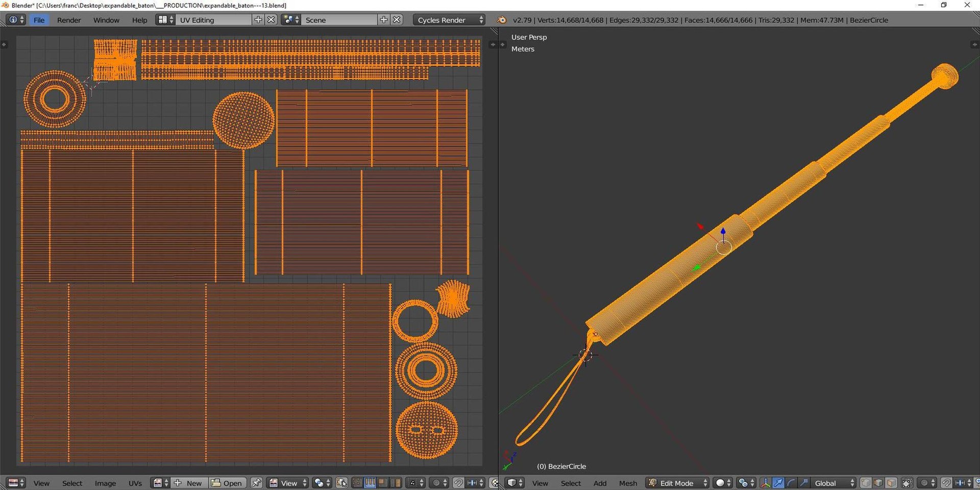 3D Expandable Baton Model - TurboSquid 1599361