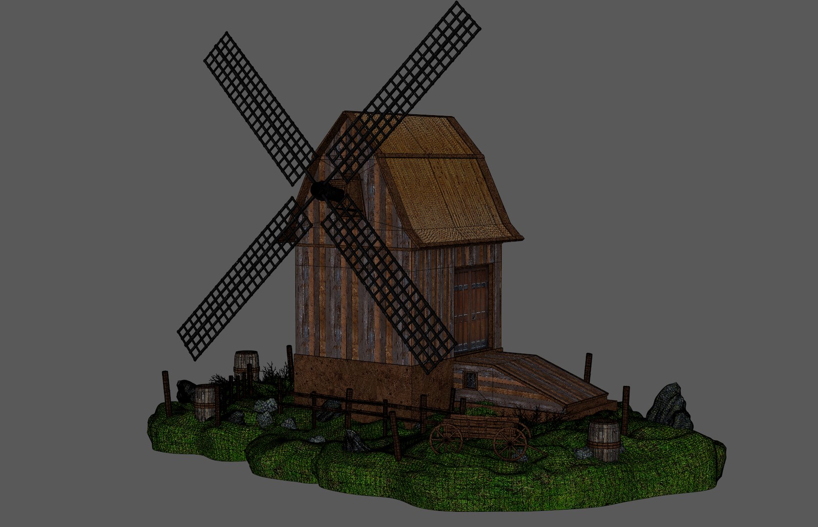3D Wood Windmill Farm - TurboSquid 1880934