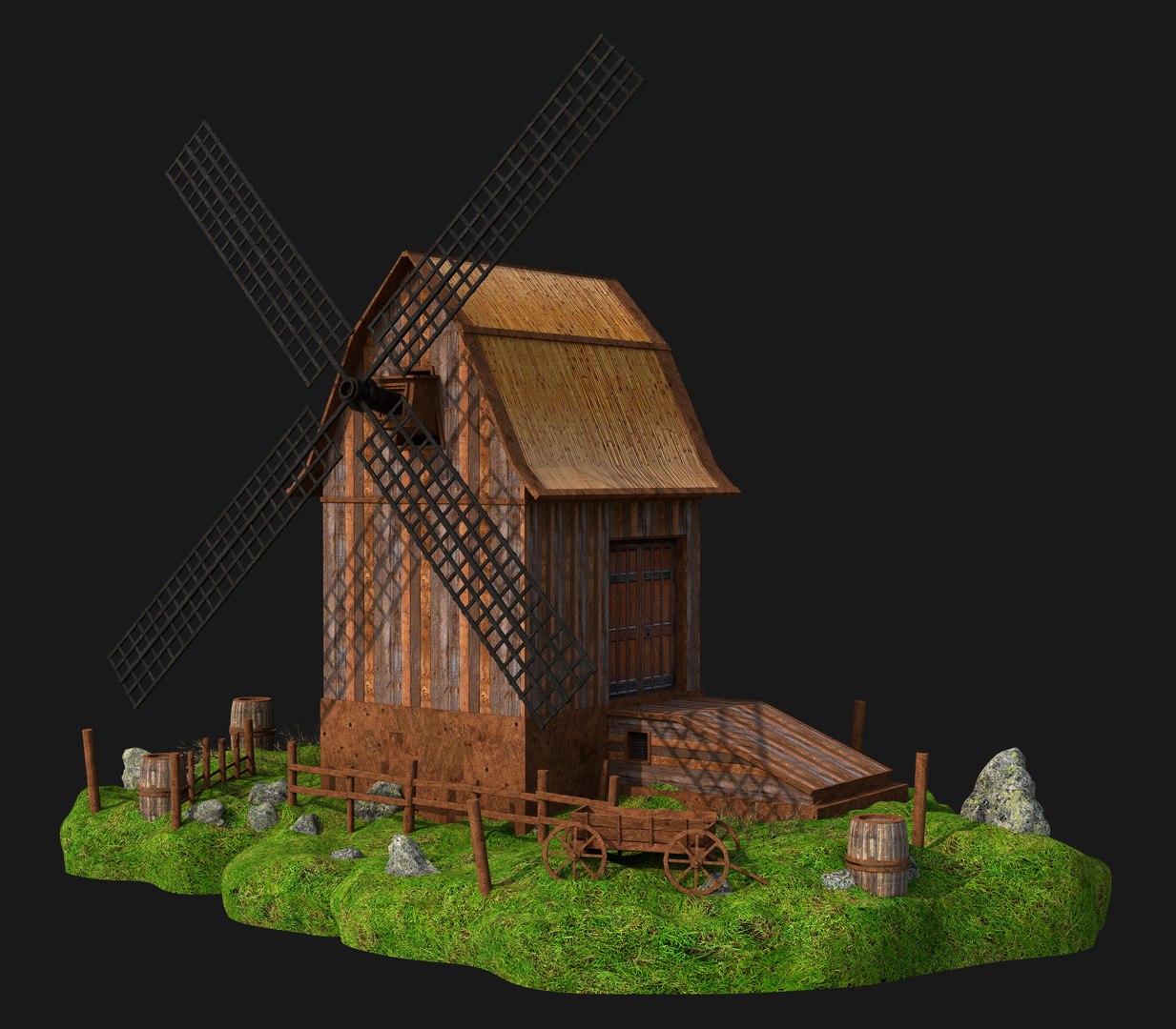 3D Wood Windmill Farm - TurboSquid 1880934
