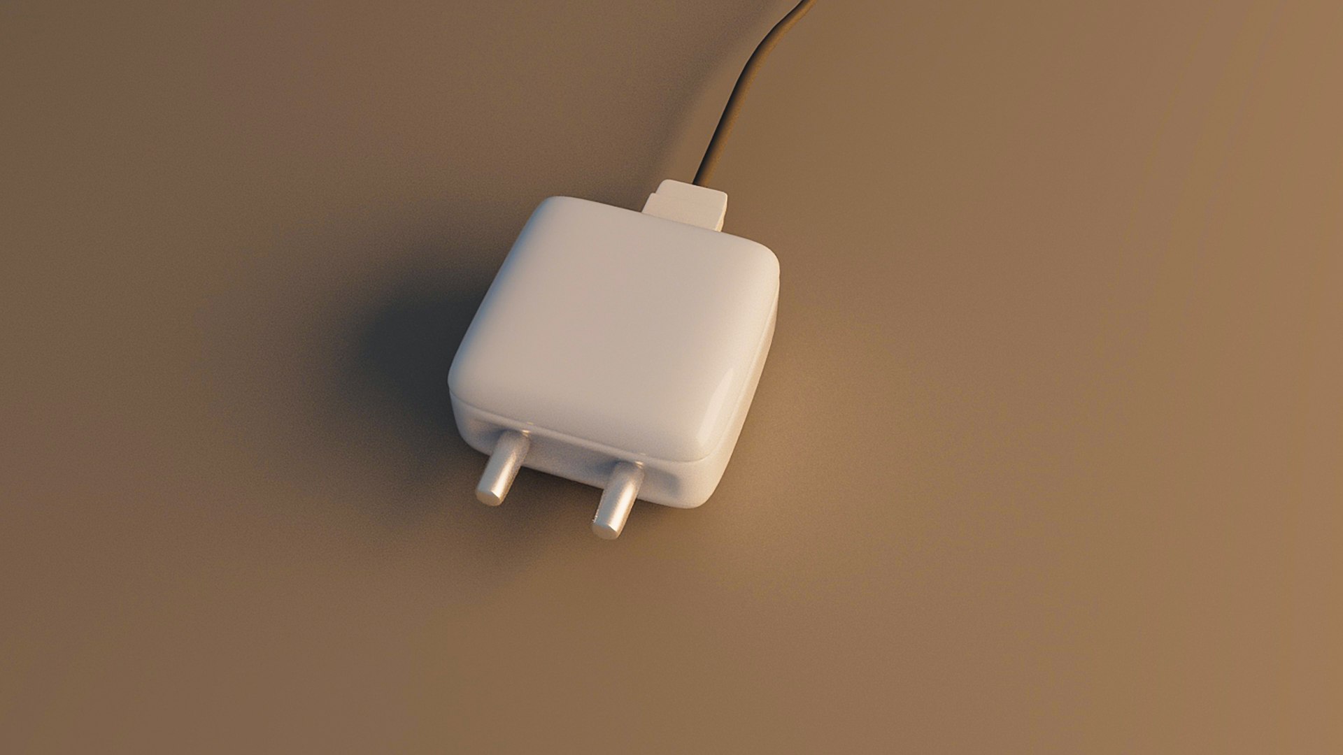 3D Phone Charger Brick With Wire Cable VR AR Low-poly 3d Model ...