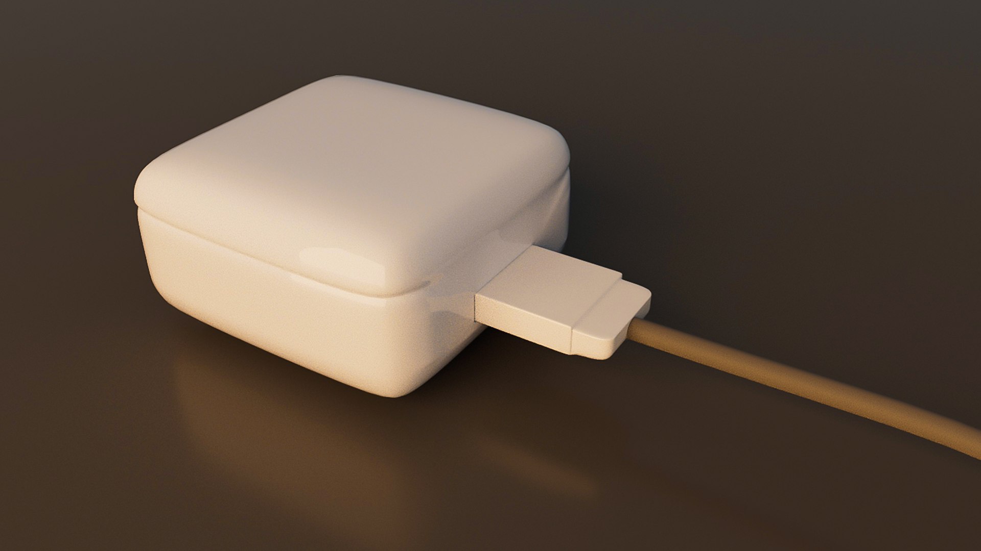 3D Phone Charger Brick With Wire Cable VR AR Low-poly 3d Model ...