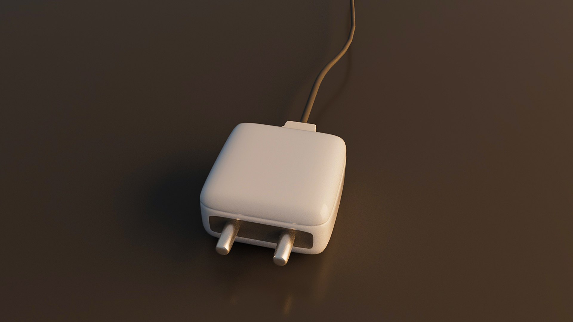 3D Phone Charger Brick With Wire Cable VR AR Low-poly 3d Model ...