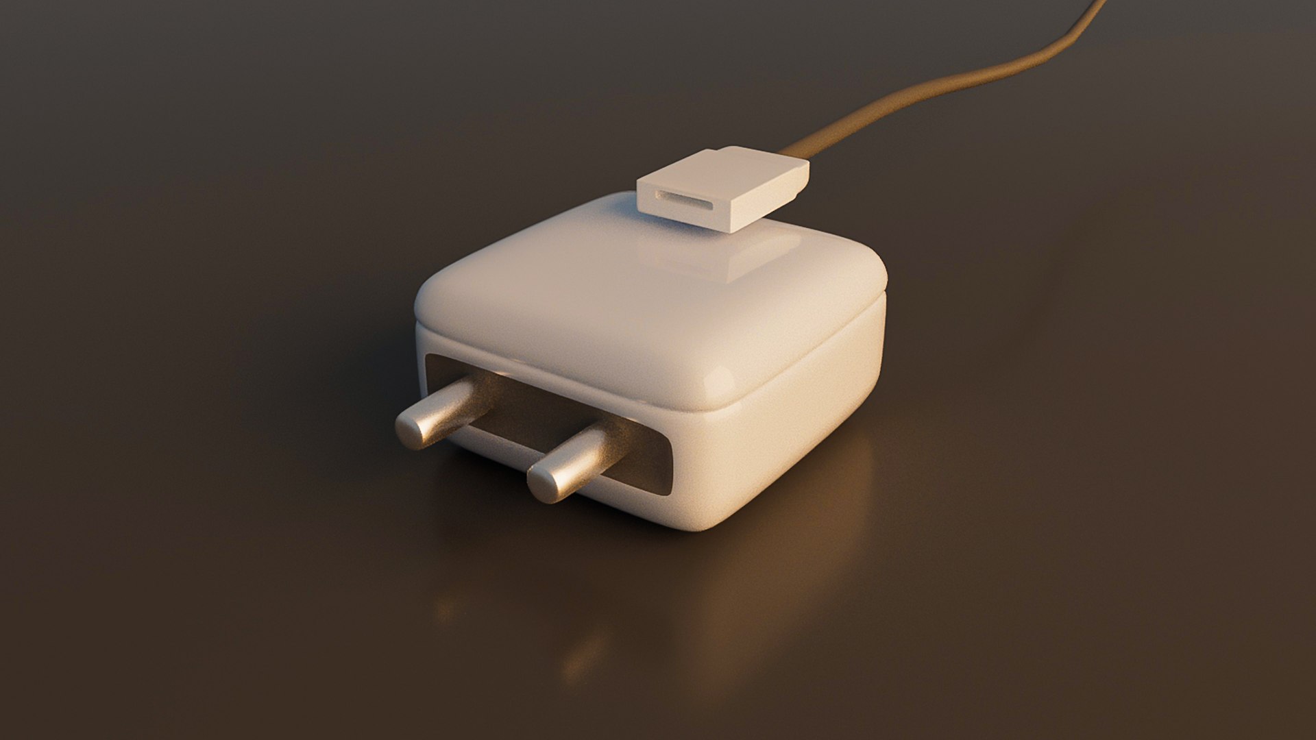 3D Phone Charger Brick With Wire Cable VR AR Low-poly 3d Model ...