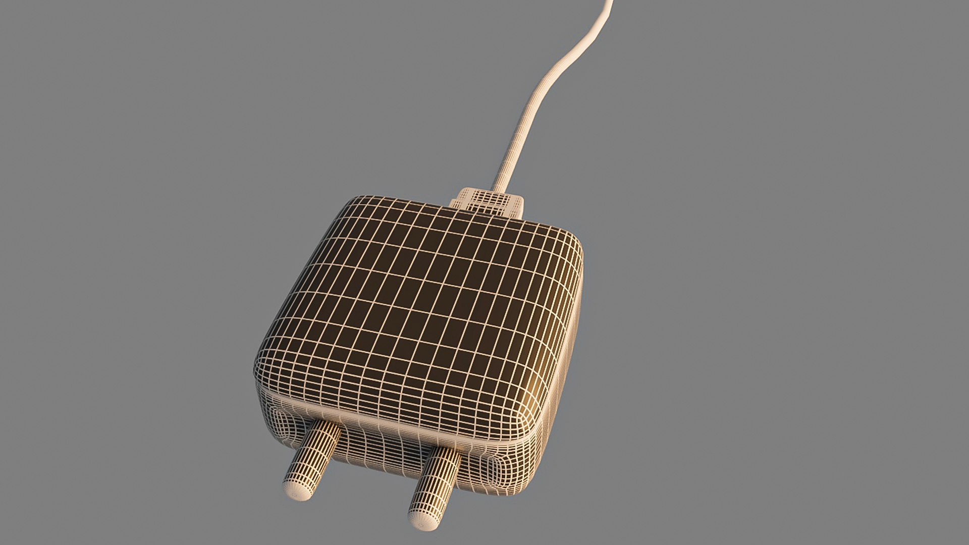 3D Phone Charger Brick With Wire Cable VR AR Low-poly 3d Model ...