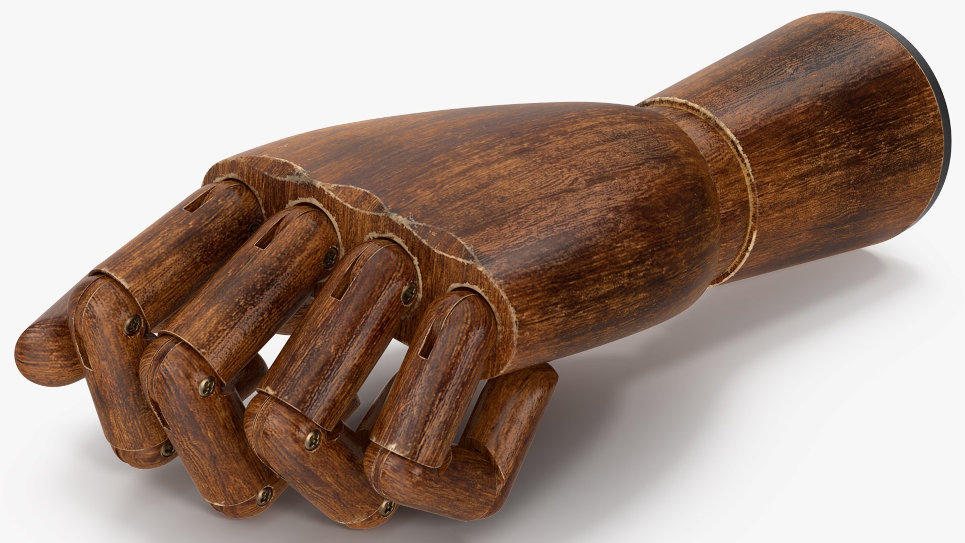 3D Hand with Posable Fingers Dark Wood Fist Pose - TurboSquid 1991640