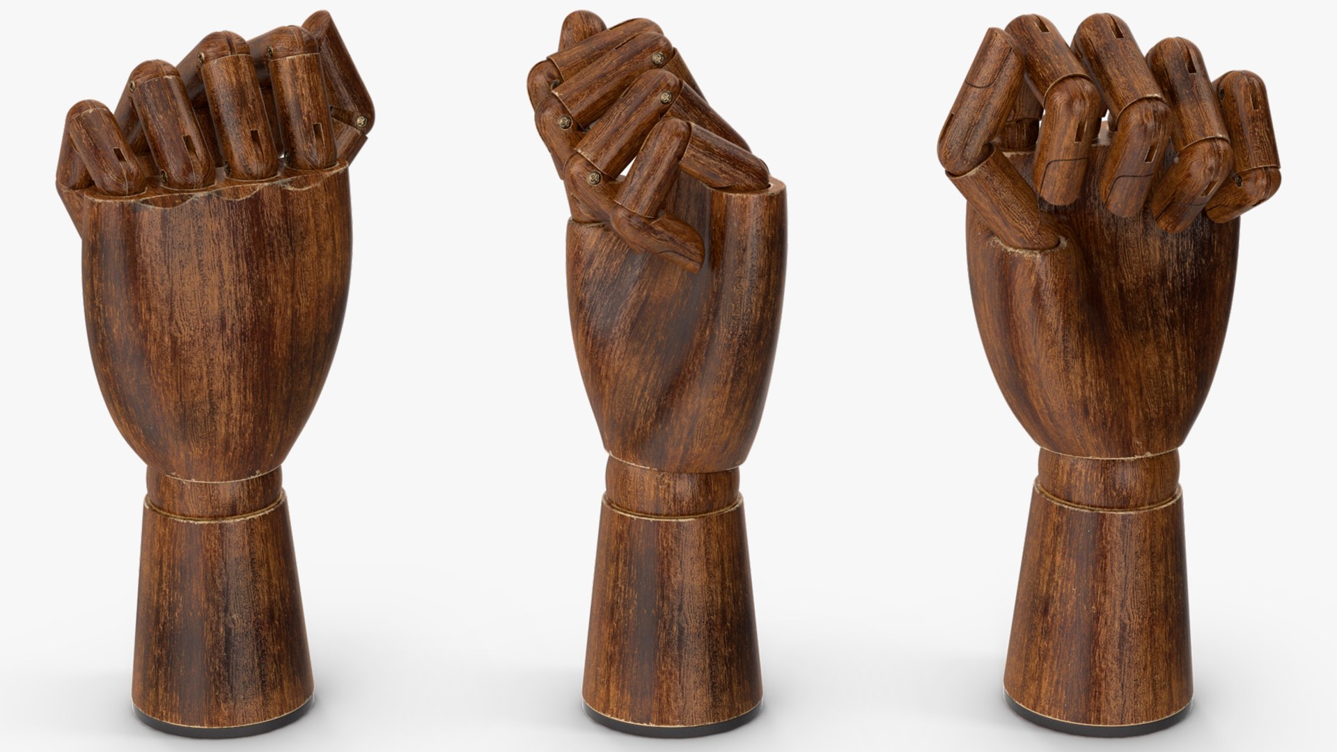 3D Hand with Posable Fingers Dark Wood Fist Pose - TurboSquid 1991640