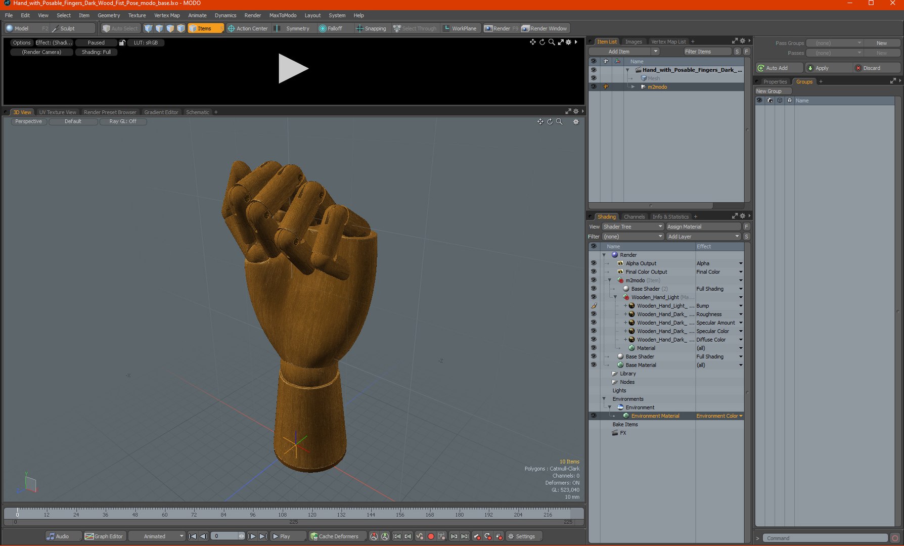 3D Hand with Posable Fingers Dark Wood Fist Pose - TurboSquid 1991640