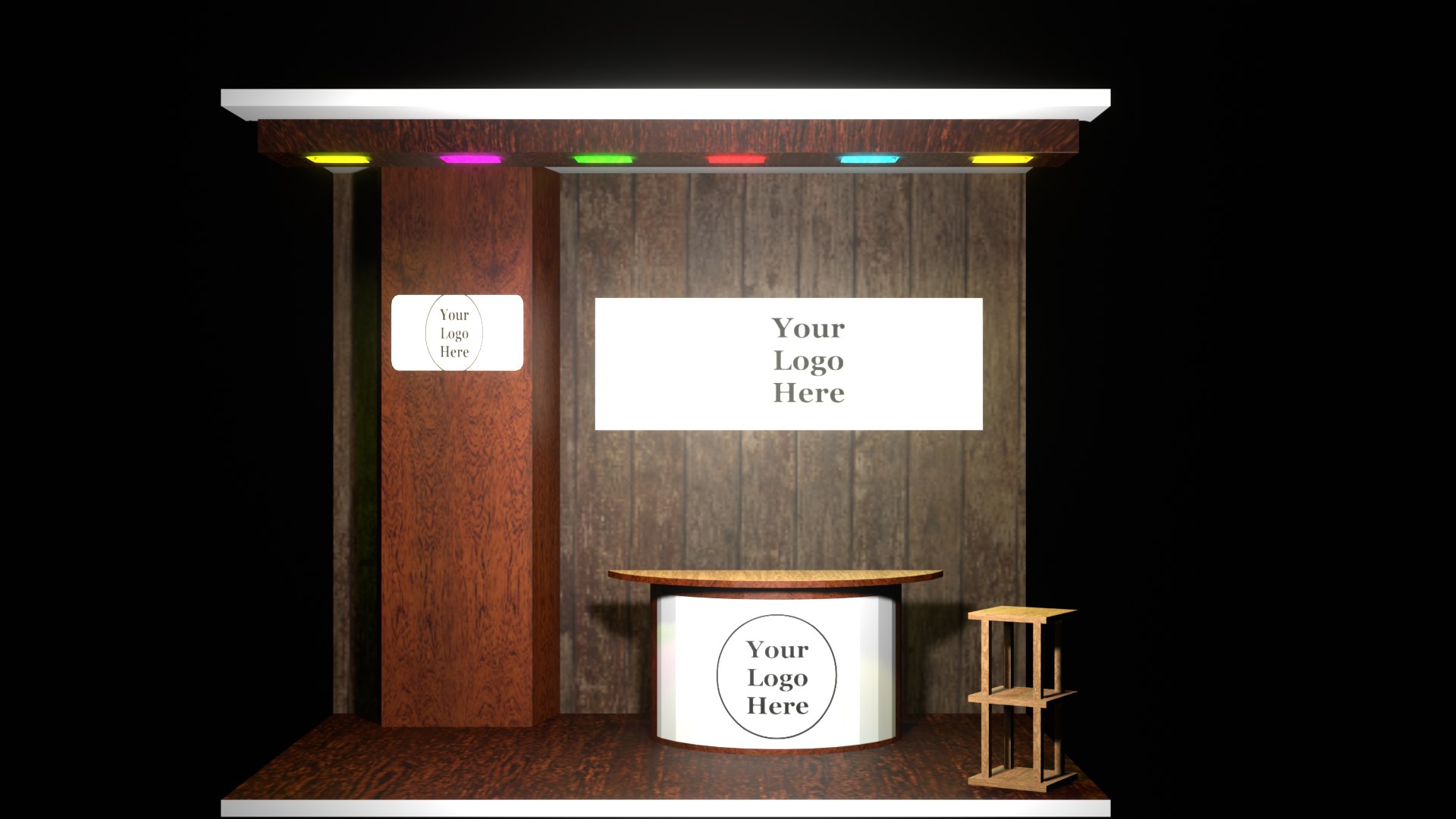 A Small Wooden Booth With A Table And Stool 3D Model - TurboSquid 2231924