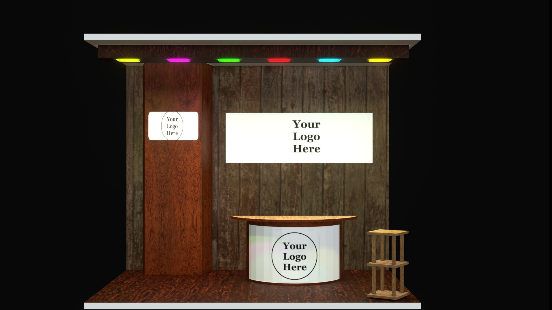 A Small Wooden Booth With A Table And Stool 3D Model - TurboSquid 2231924