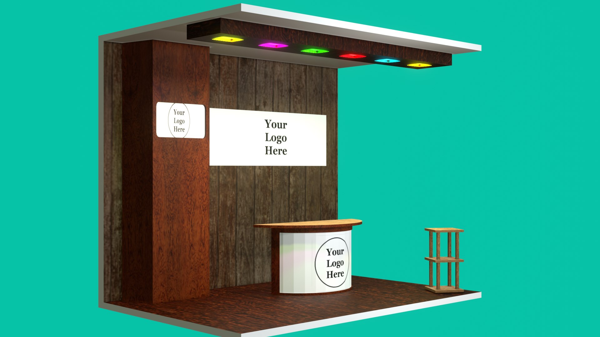 A Small Wooden Booth With A Table And Stool 3D Model - TurboSquid 2231924