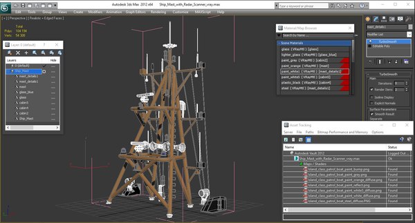3D model ship mast radar scanner - TurboSquid 1329164