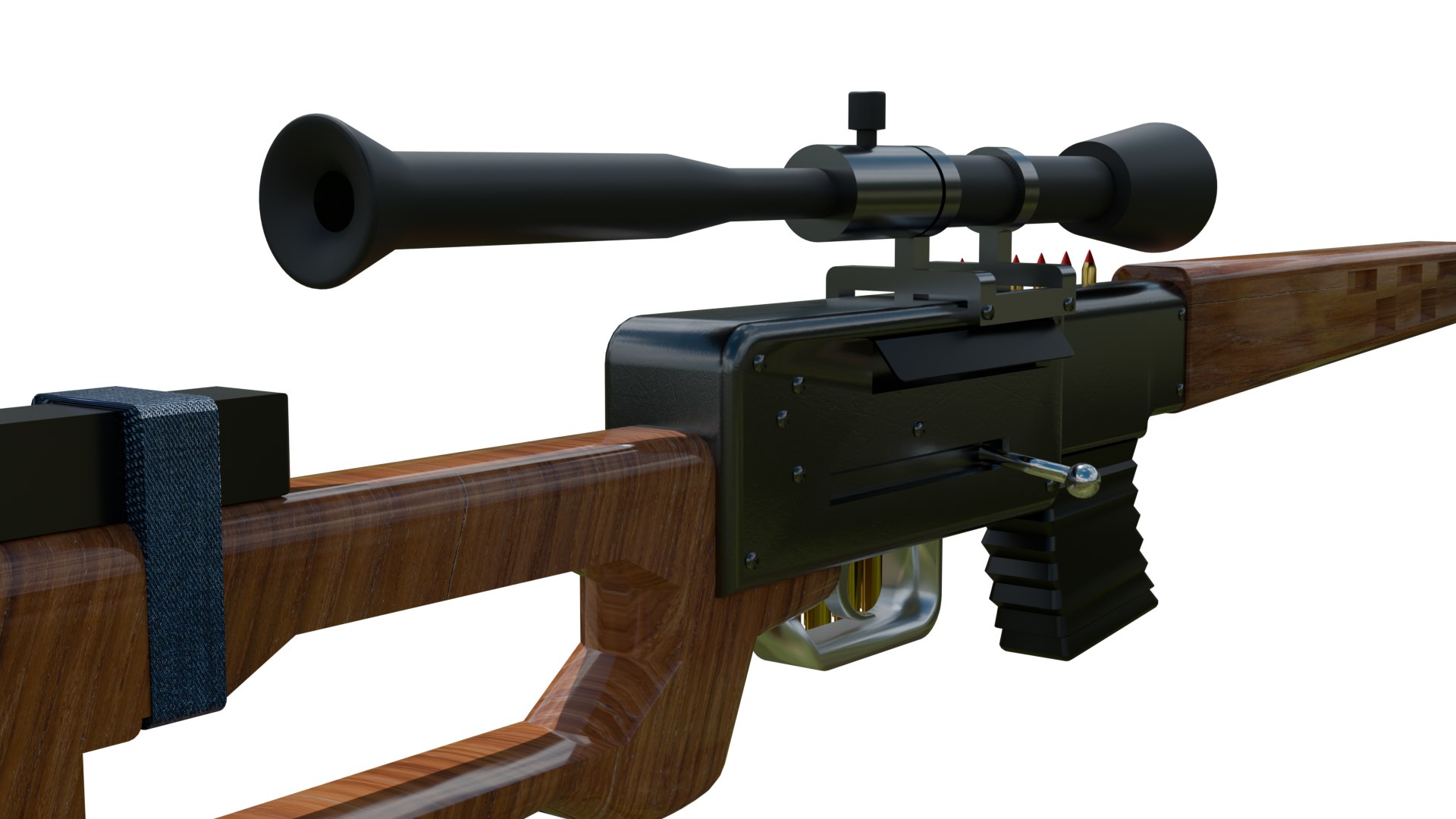 Highly Detailed 3D Sniper Rifle Model With Ammo - Wooden And Metal ...