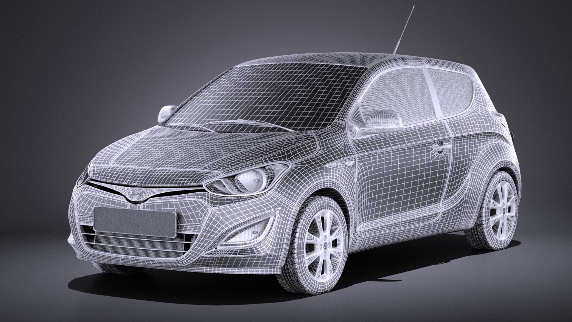 3d Model 2014 Hyundai I20