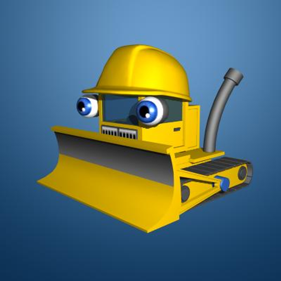 cartoon bulldozer 3d model