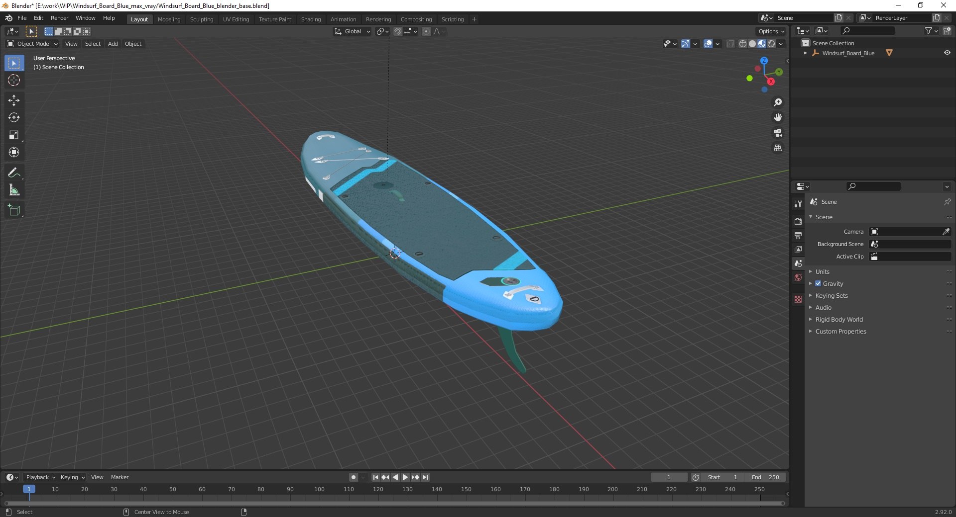 3D Windsurf Board Blue model - TurboSquid 2062990