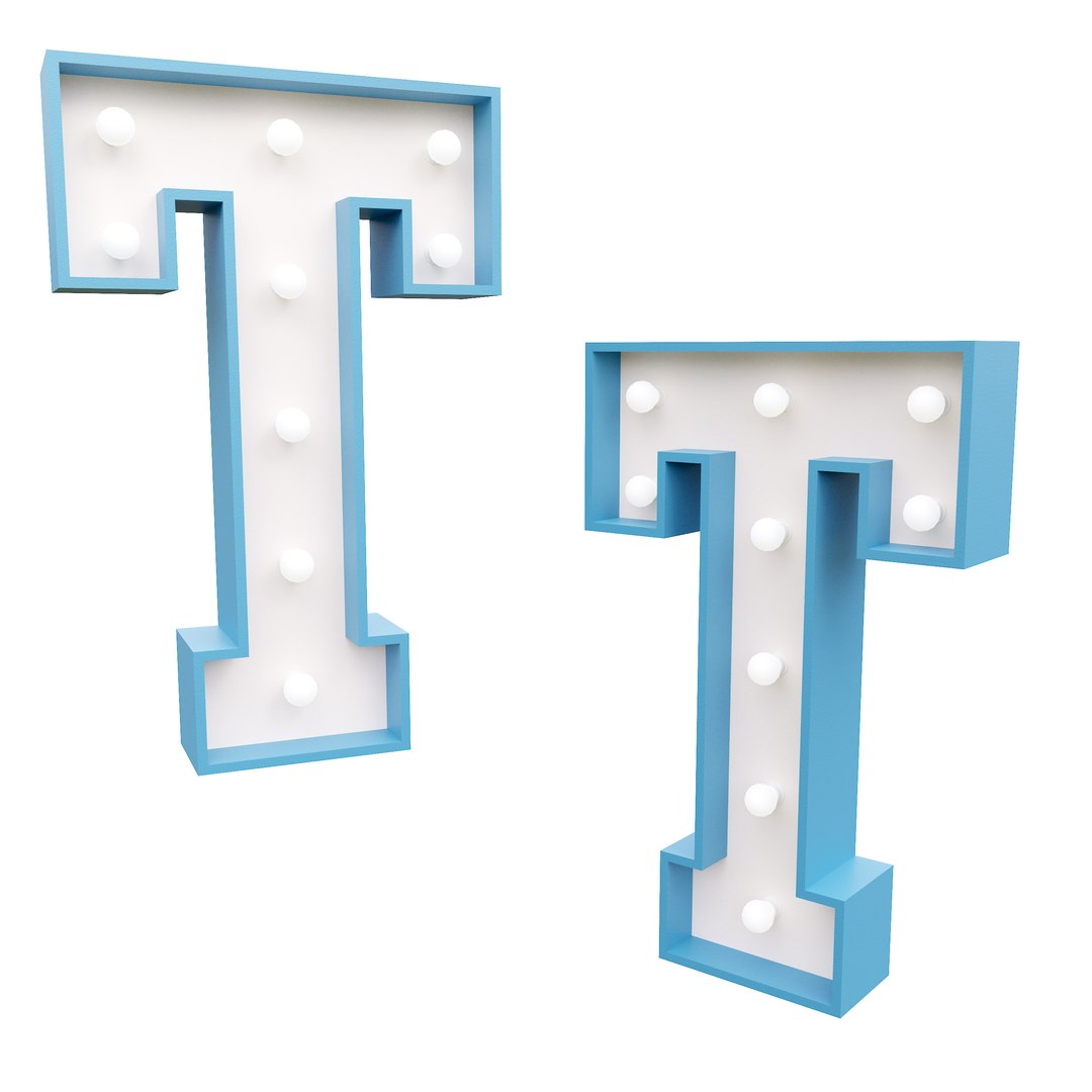3D Marquee Letter T Glow Sign 3dmodel - TurboSquid 1975758