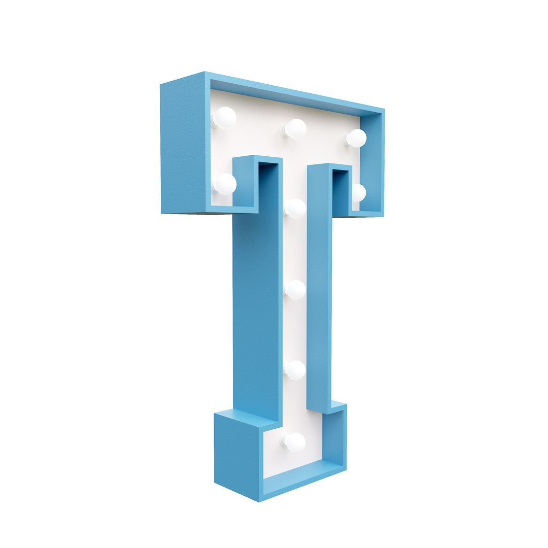 3D Marquee Letter T Glow Sign 3dmodel - TurboSquid 1975758