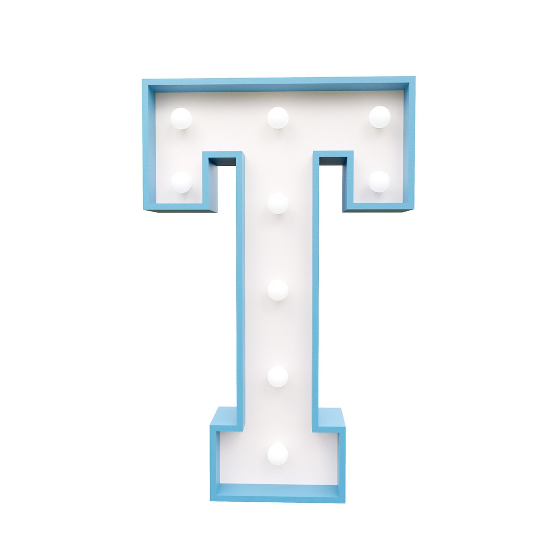 3D Marquee Letter T Glow Sign 3dmodel - TurboSquid 1975758