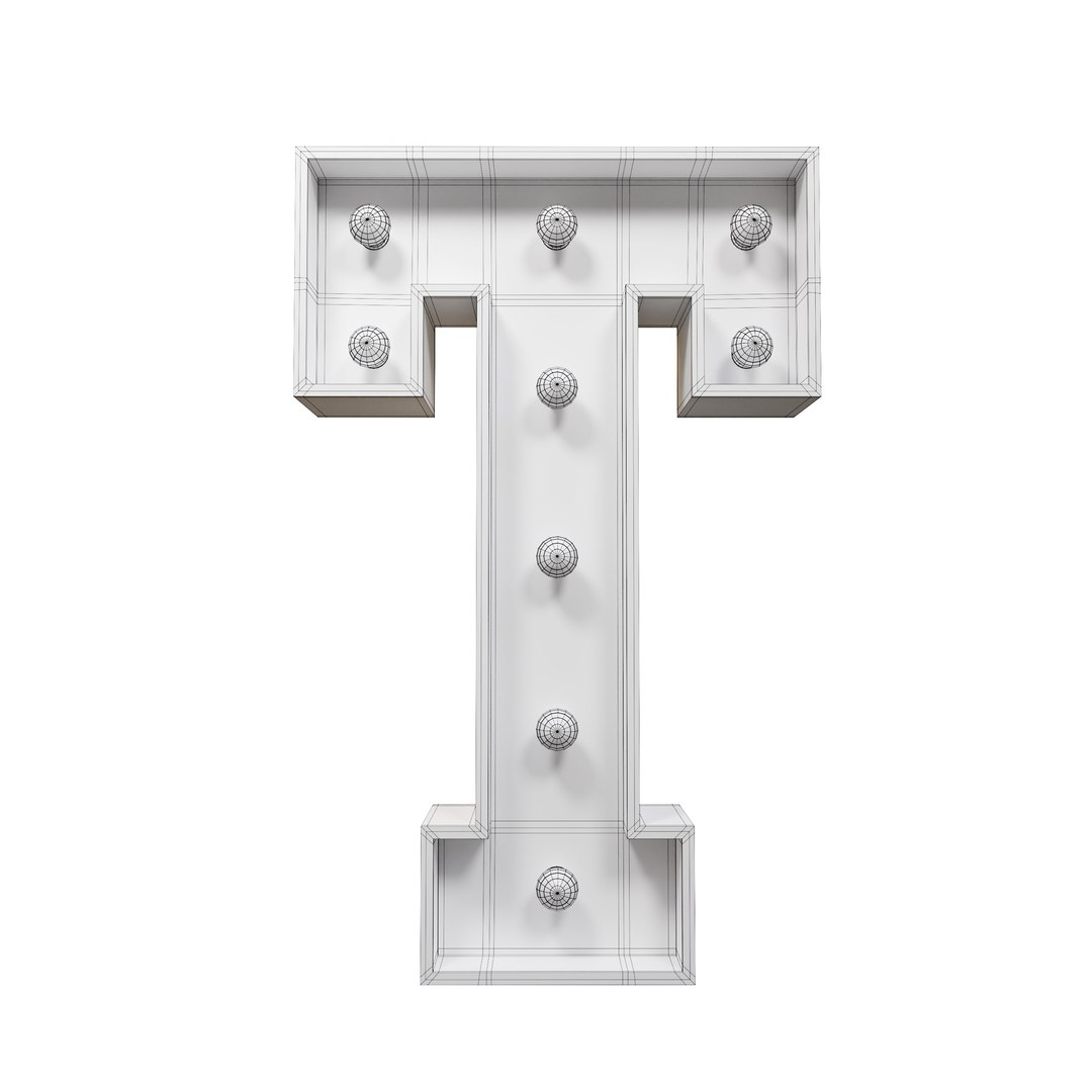 3D Marquee Letter T Glow Sign 3dmodel - TurboSquid 1975758