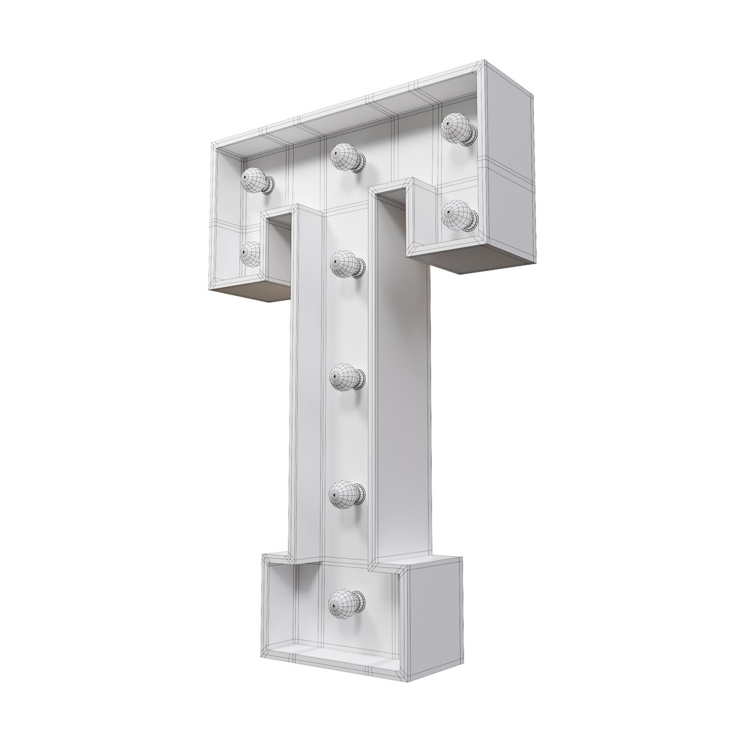 3D Marquee Letter T Glow Sign 3dmodel - TurboSquid 1975758