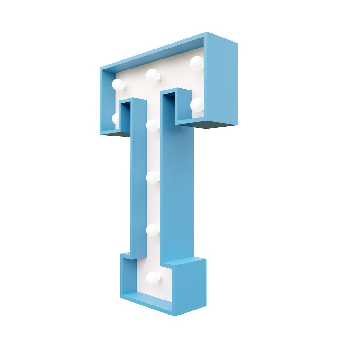 3D Marquee Letter T Glow Sign 3dmodel - TurboSquid 1975758