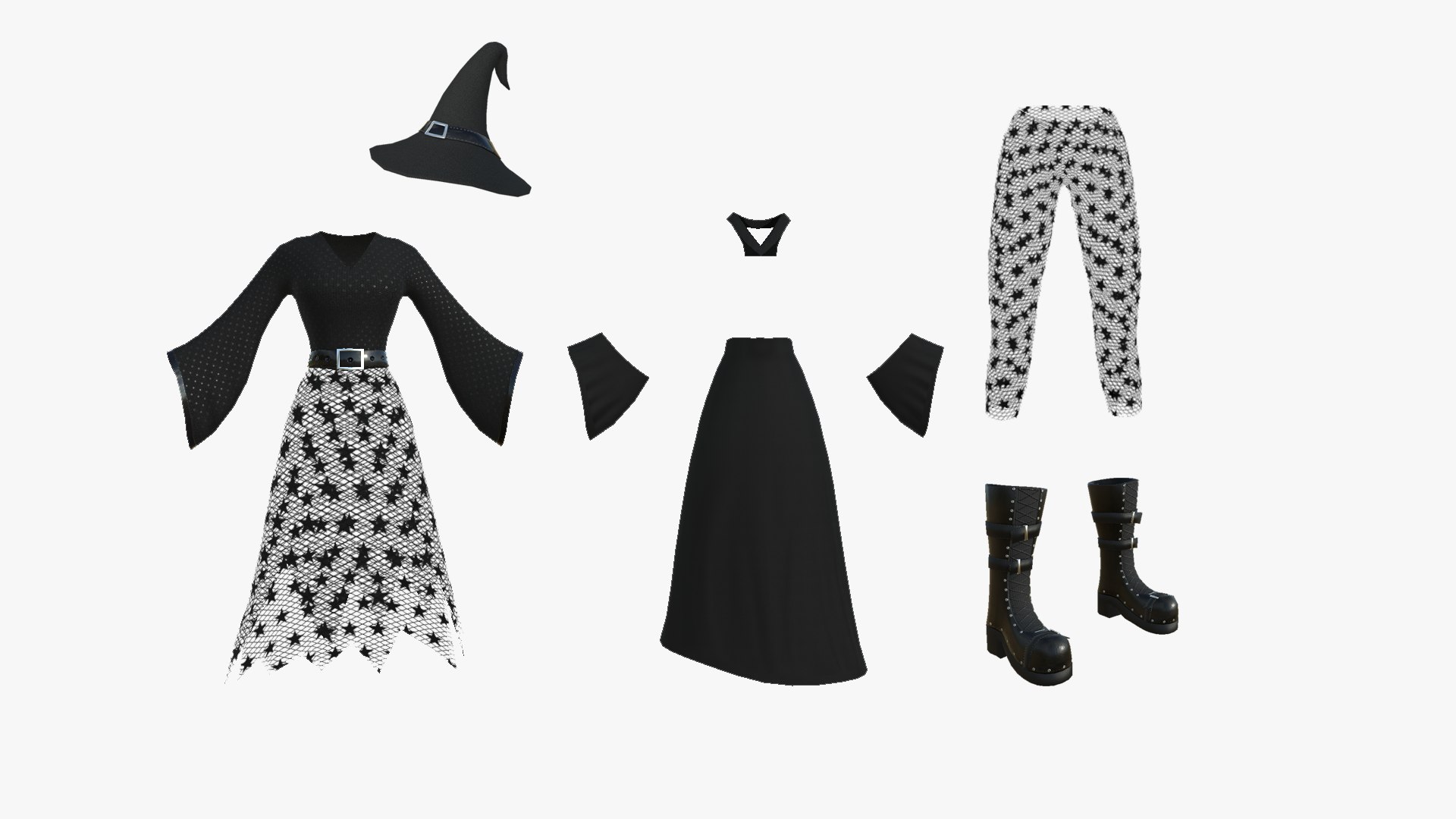 3D Female Witch Outfit A02 - Character Clothing Design - TurboSquid 2181135
