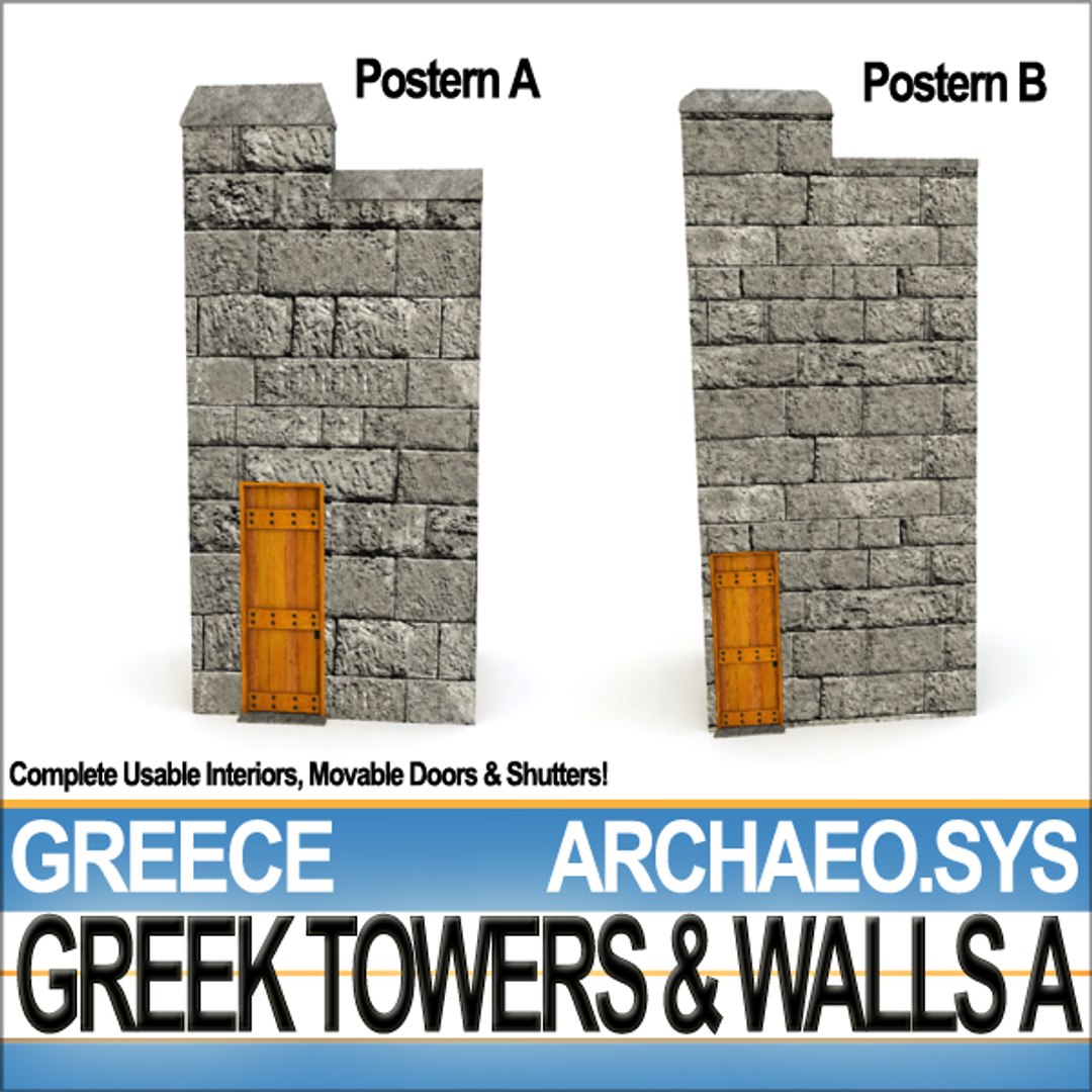 ancient greek towers walls obj