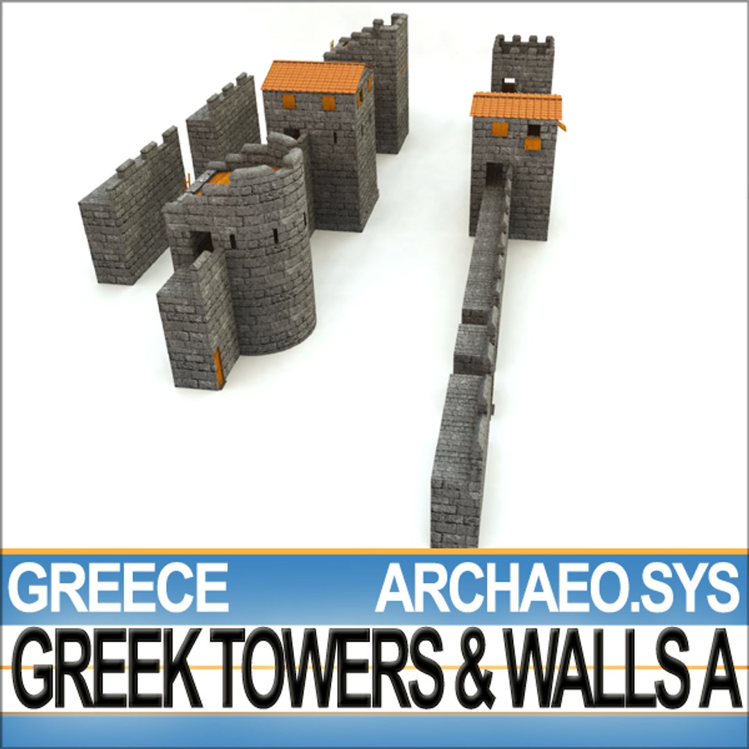 ancient greek towers walls obj