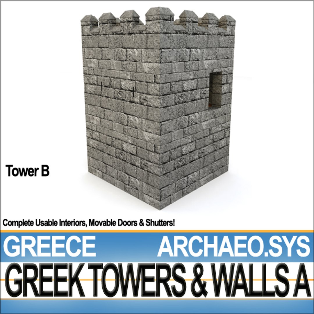 ancient greek towers walls obj