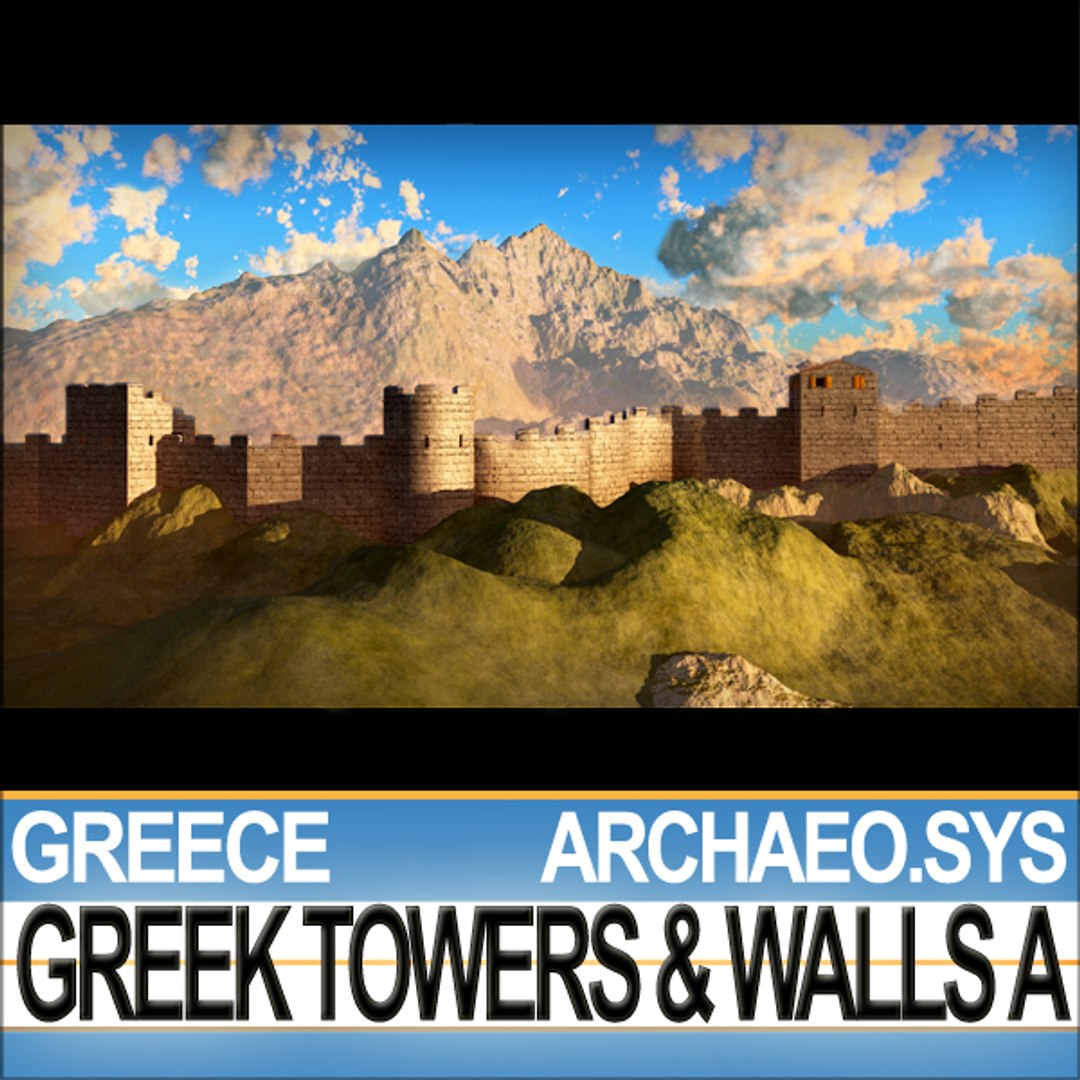 ancient greek towers walls obj